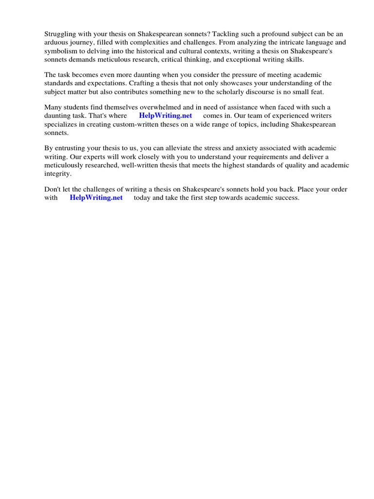 Thesis Shakespeare Sonnet | PDF | Poetry | Shakespeare's Sonnets