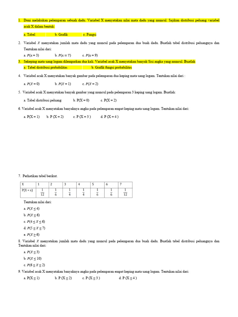 Soal Variabel Acak | PDF