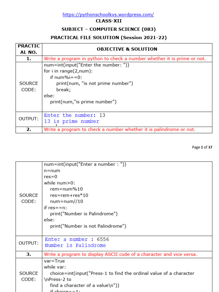 Solution Of Practicals Class Xii Comp Sci 083 2021 22 Download Free Pdf Queue Abstract 