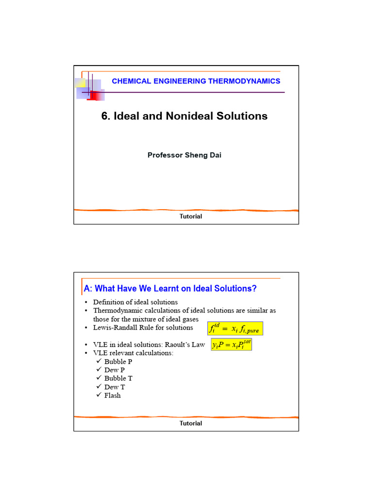 Tut 6 Ideal and Nonideal Solutions_Solutions | PDF | Mole (Unit ...