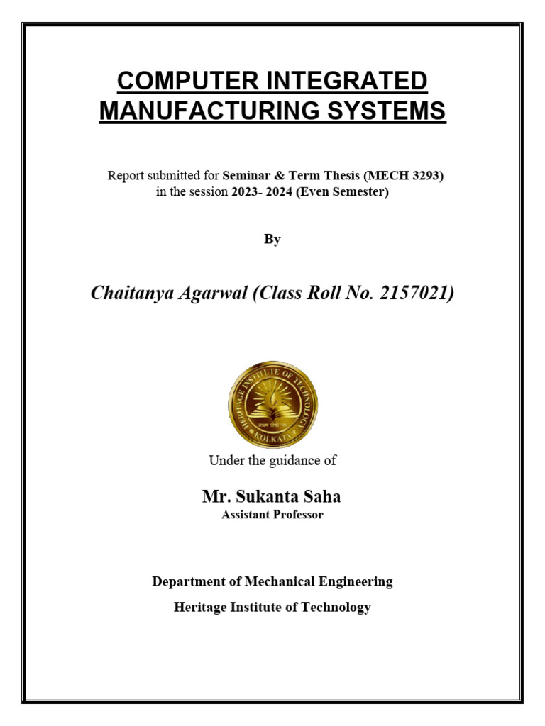 Seminar Term Thesis Report Format | PDF | Automation | Computer Aided ...