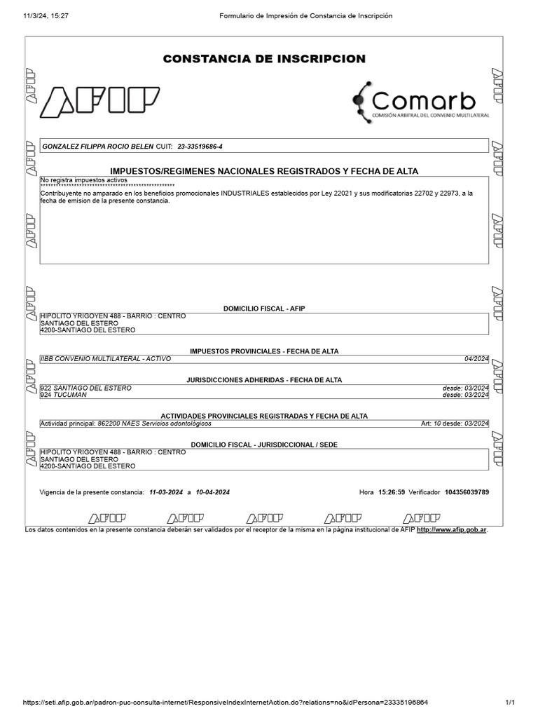 Constancia Convenio Multilateral | PDF