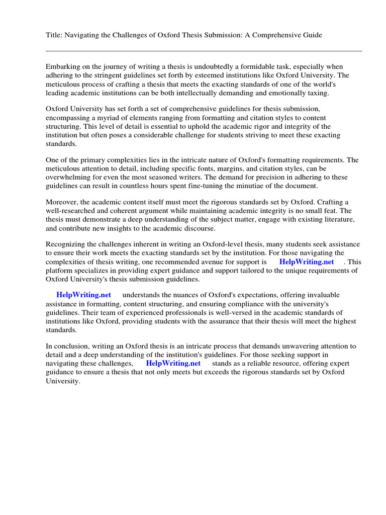 Oxford Thesis Submission Guidelines | PDF | Thesis | Citation