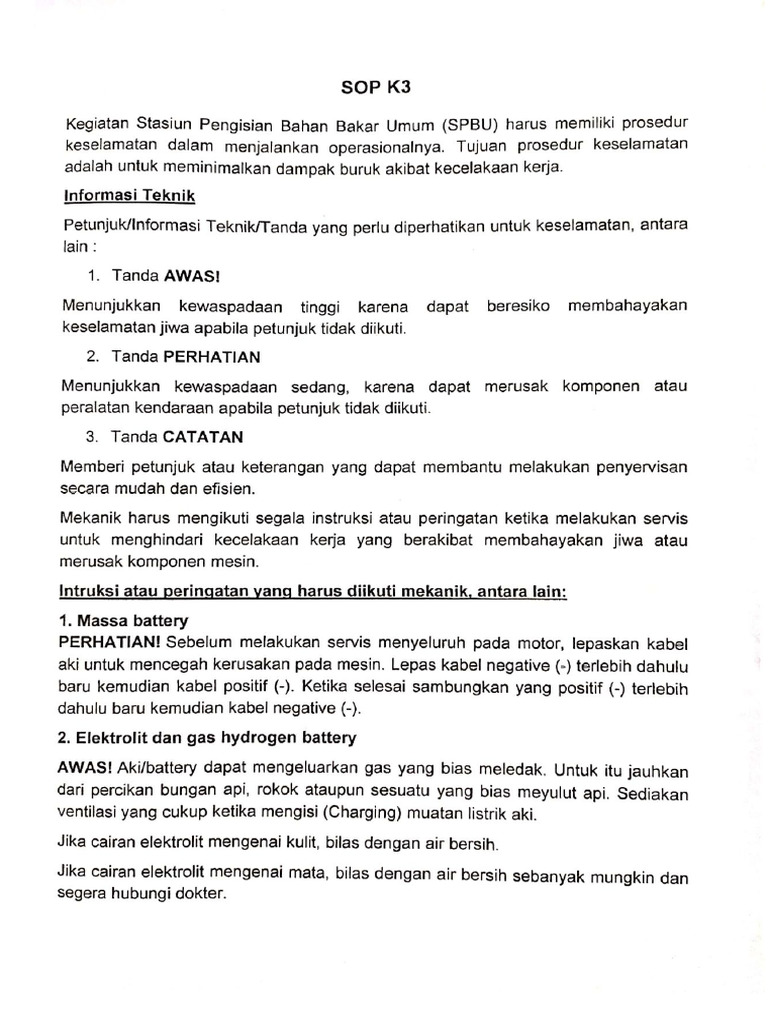 Salinan SOP SPBU | PDF