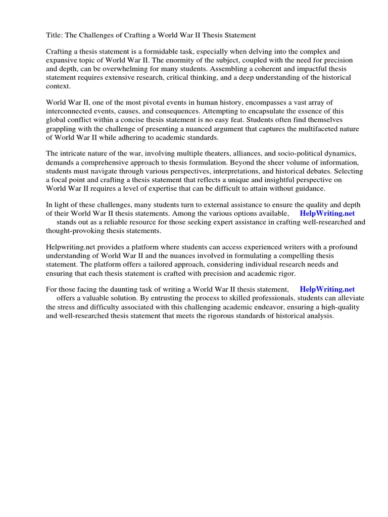World War 2 Thesis Statement | PDF | World War II | Axis Powers