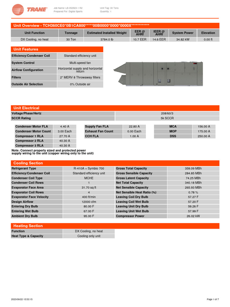 VOYAGER3 - 30 Tons - Consolidated Customer Package | PDF | Heat Exchanger | Fuse (Electrical)