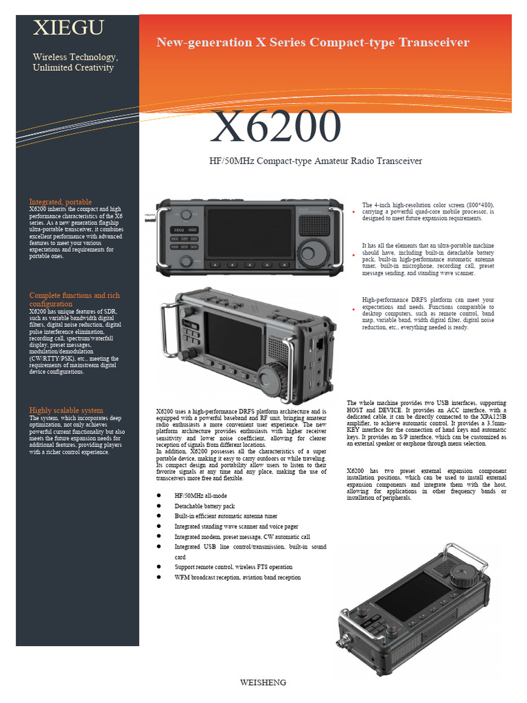 X6200 Data Sheet EN 8951 | PDF | Frequency Modulation | Antenna (Radio)