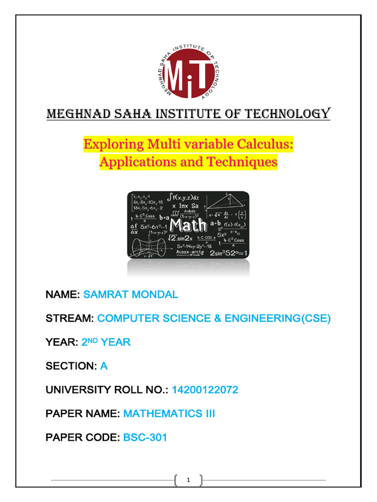 Samrat Mondal Cse A | PDF | Multivariable Calculus | Mathematical Optimization