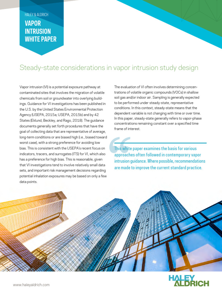 Steady State Considerations in Vapor Intrusion Study Design | PDF ...