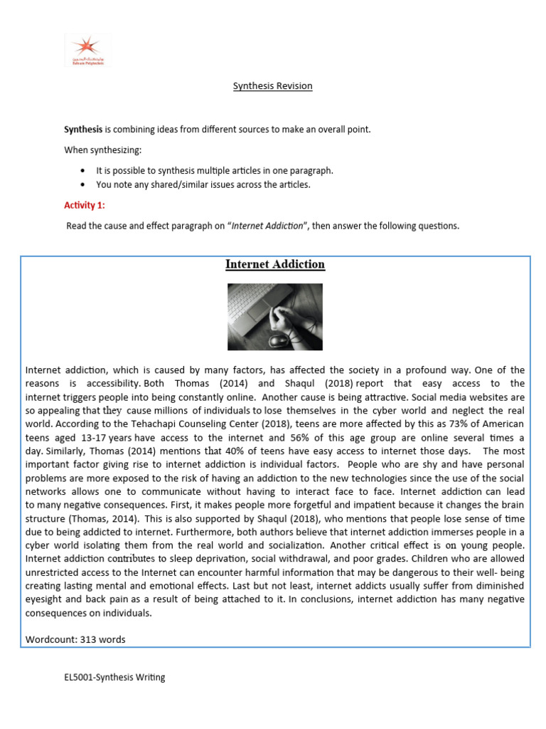 Synthesis Worksheet | PDF | Internet | Cyberspace
