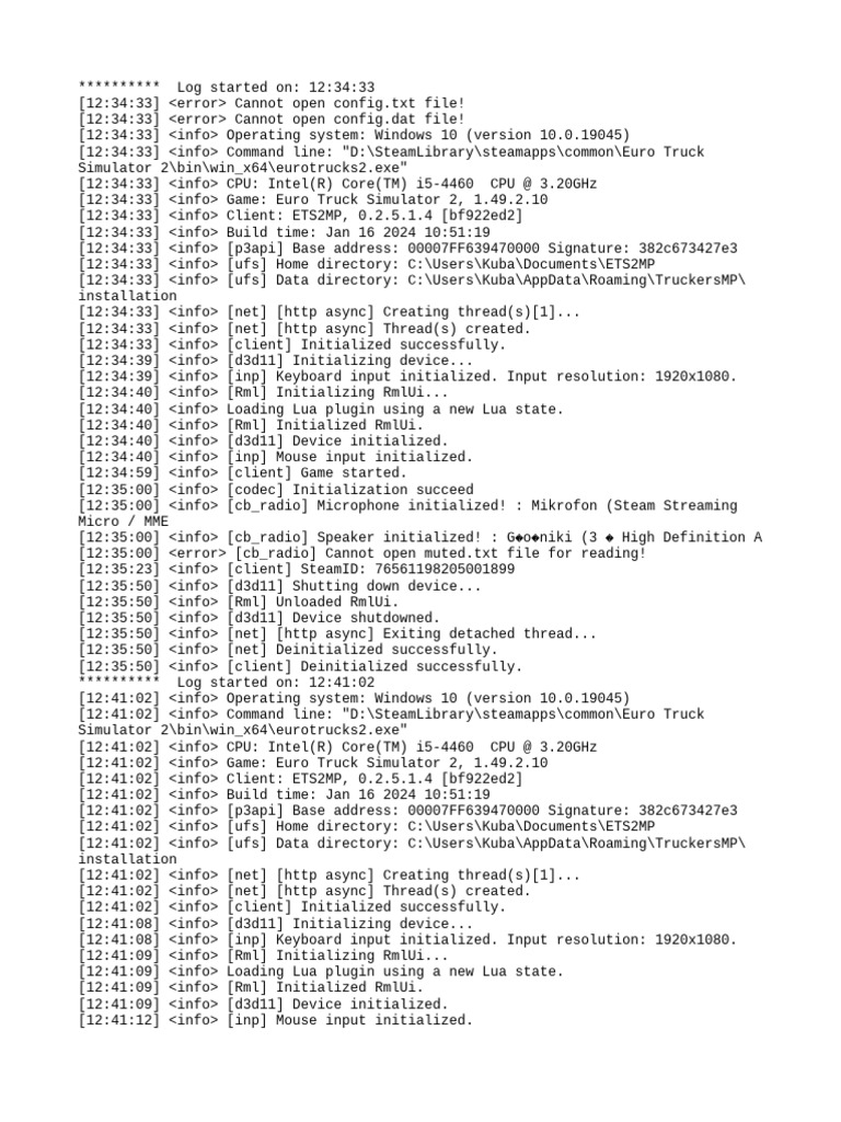 Client 2024 02 03 Log | PDF | Input/Output | Information Technology