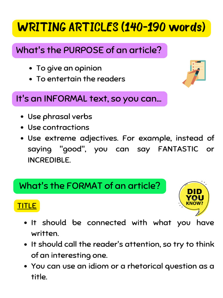 WRITING ARTICLES B2 | PDF | Procrastination | Professional Skills