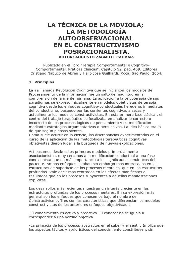 La Técnica de La Moviola | PDF | Experiencia | Psicoterapia