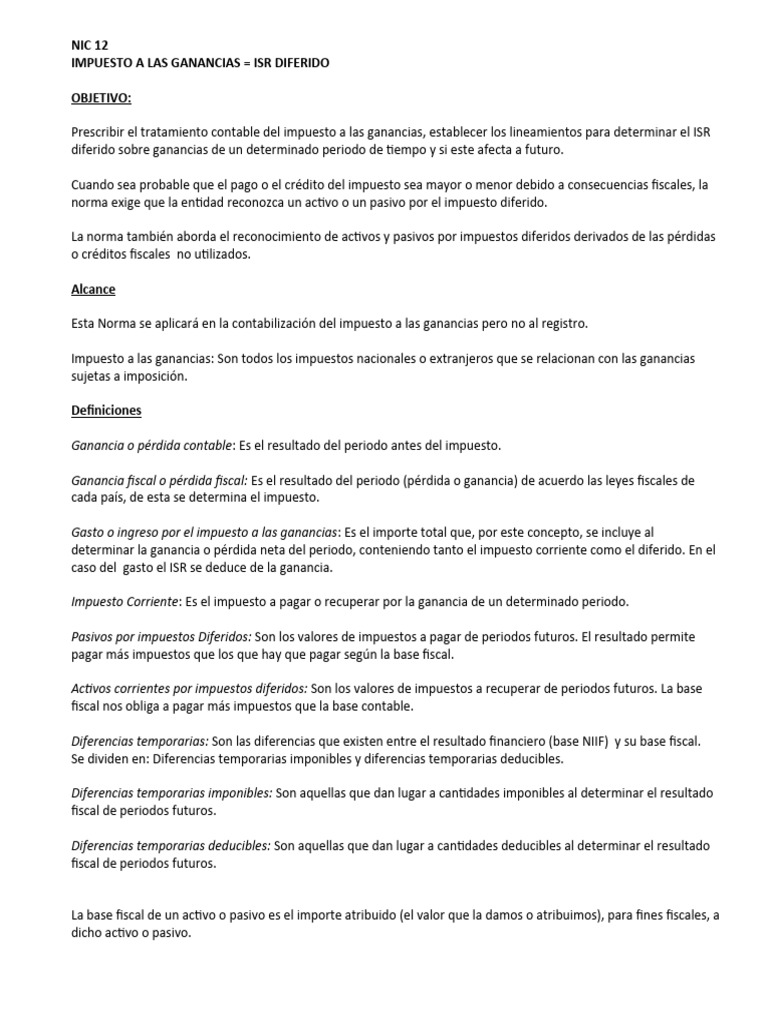 Nic 12 Impuesto A Las Ganancias | PDF | Contabilidad | Impuestos