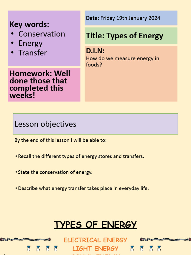 L12 Year 7 Physics Notes - Types of Energy | PDF | Potential Energy ...