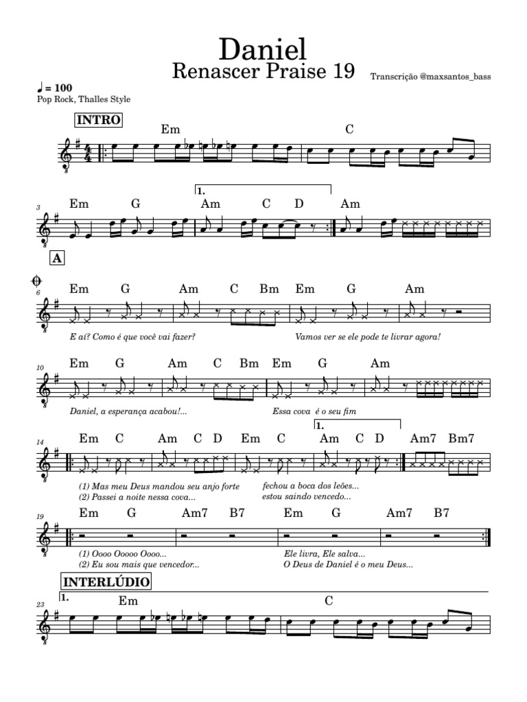 Partitura Daniel - Renascer Praise | PDF