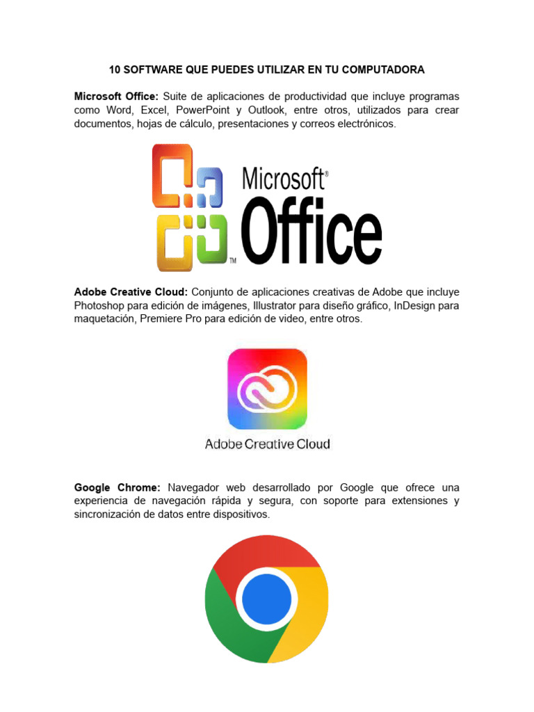 10 SOFTWARE QUE PUEDES UTILIZAR EN TU COMPUTADORA | PDF | Archivo de ...