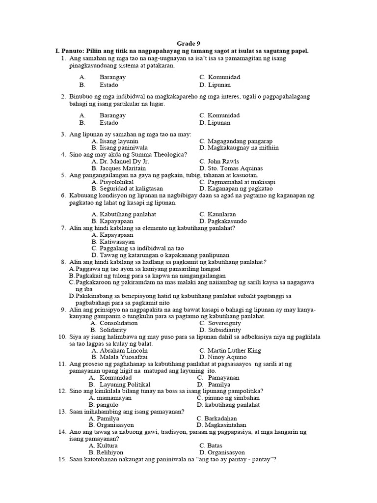 Test Reviewer in ESP | PDF