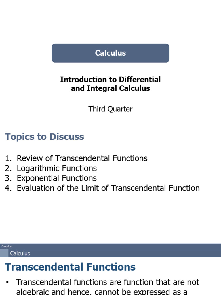 Q3 2 Calculus | PDF | Function (Mathematics) | Logarithm
