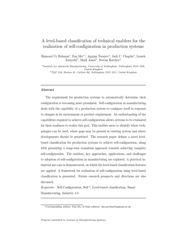 Level Based Classification For Self Configuration iMPROVED | PDF ...