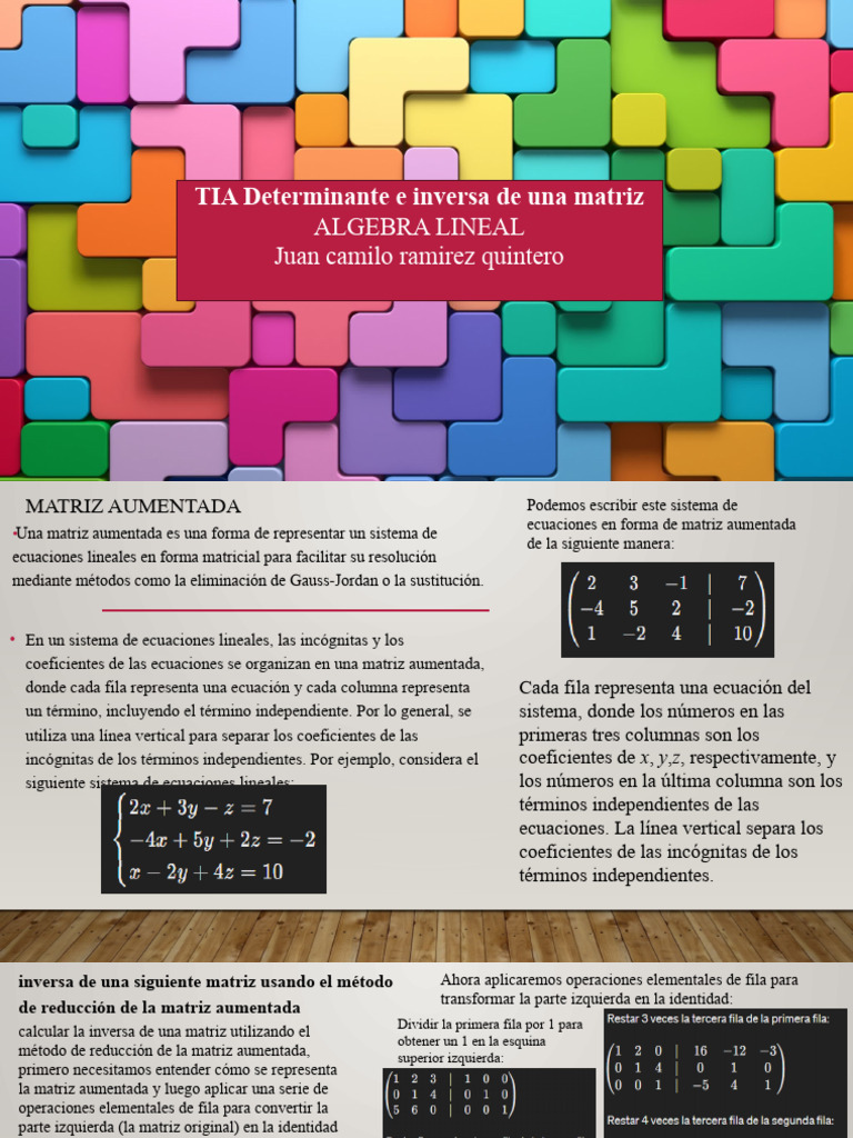Determinante E Inversa De Una Matriz Pdf Determinante Matriz