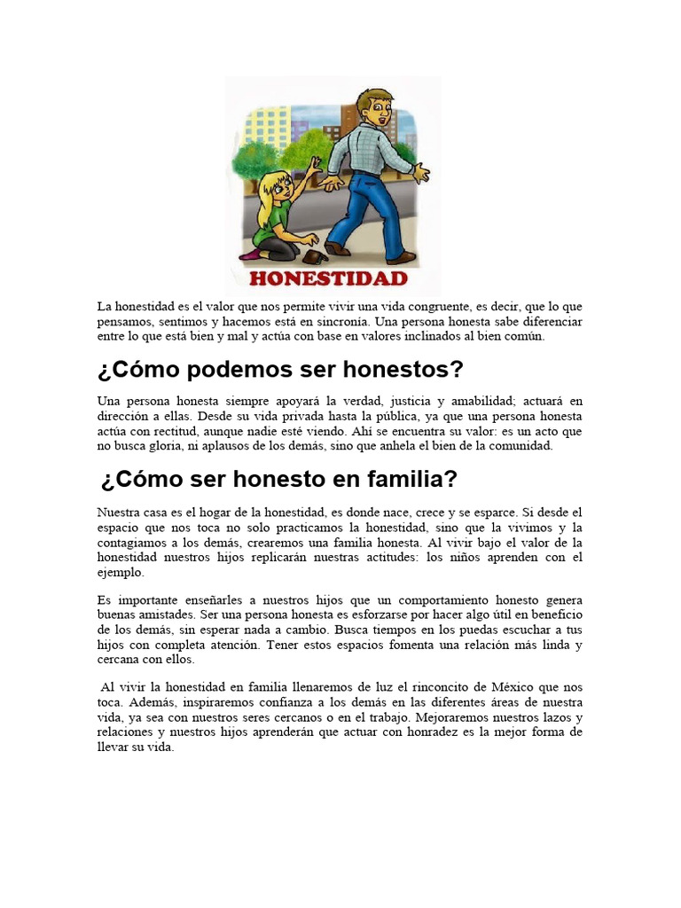 La Honestidad: Valor Familiar Clave | PDF | Estilo de vida