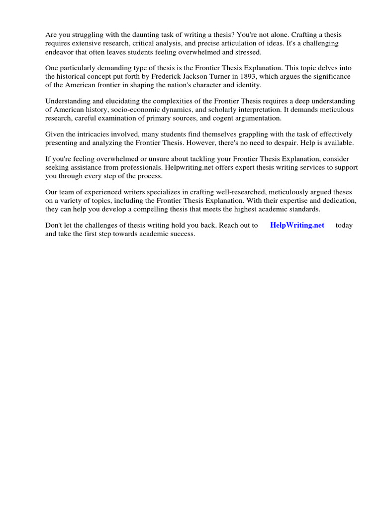 Frontier Thesis Explanation | PDF