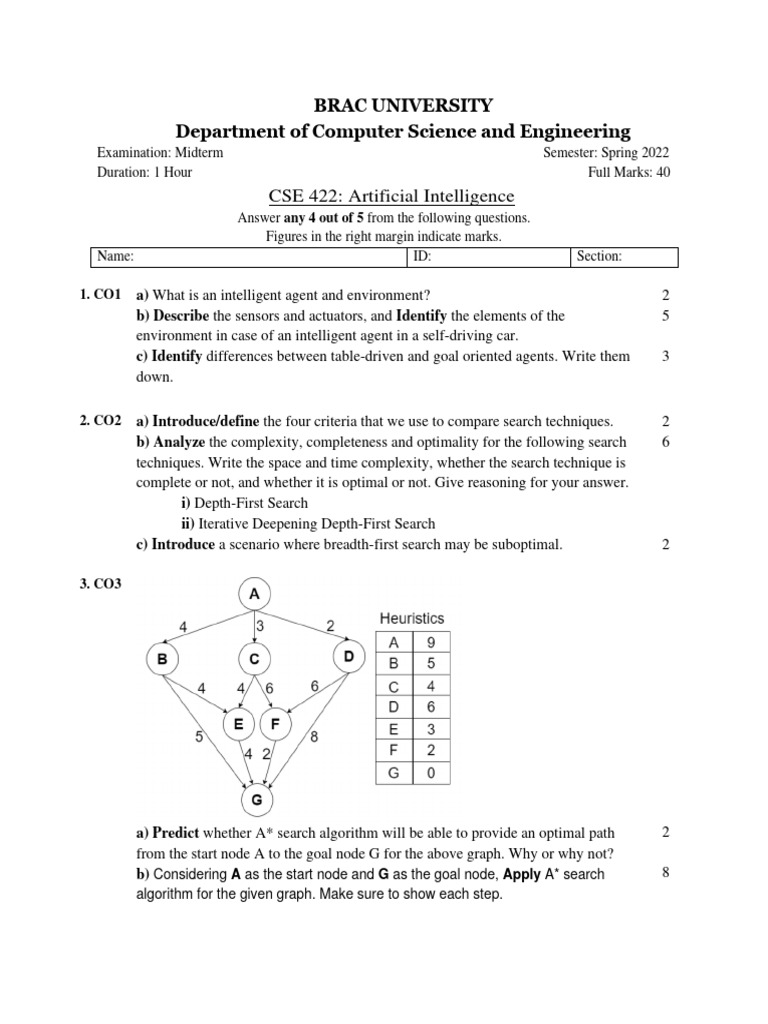 CSE422 Midterm Spring 2022 | PDF | Combinatorics | Applied Mathematics