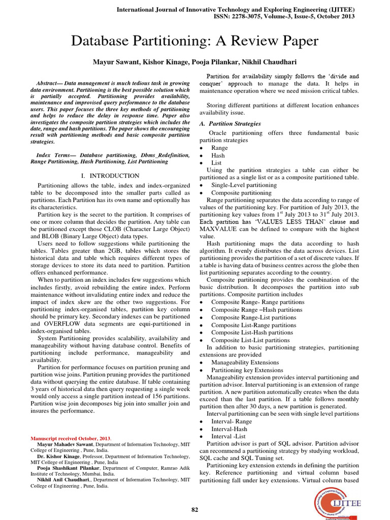 Database Partitioning Strategies Review | PDF | Database Index | Data Warehouse