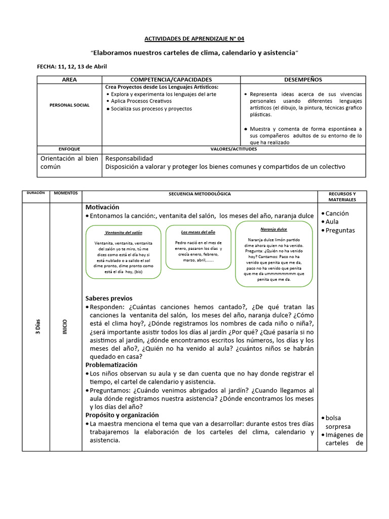 Sesión de Aprendizaje #4 | PDF | Aprendizaje