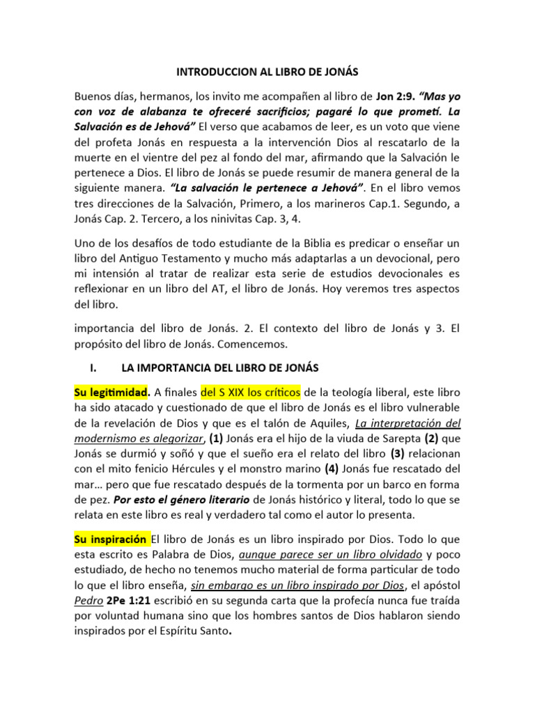 Introduccion Al Libro de Jonas | PDF | Jonás | Jesús