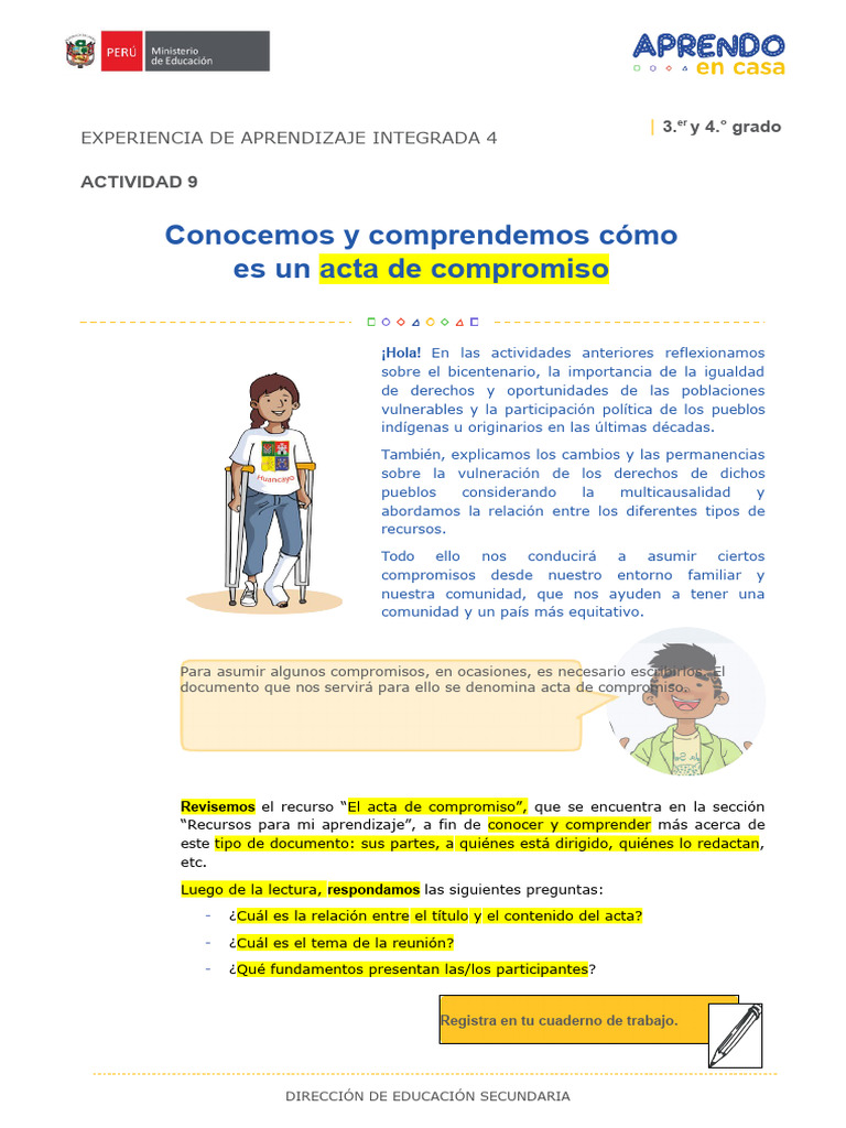 Exp4 Secundaria 3y4 Exploramos Act09Conocemoselactadecompromiso | PDF ...