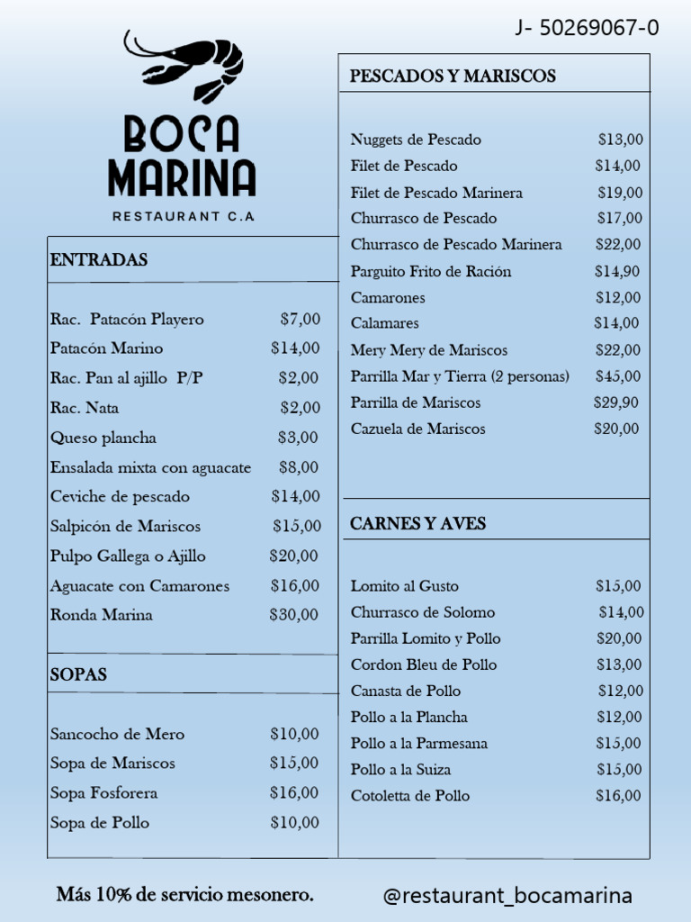 Menú Boca Marina | PDF