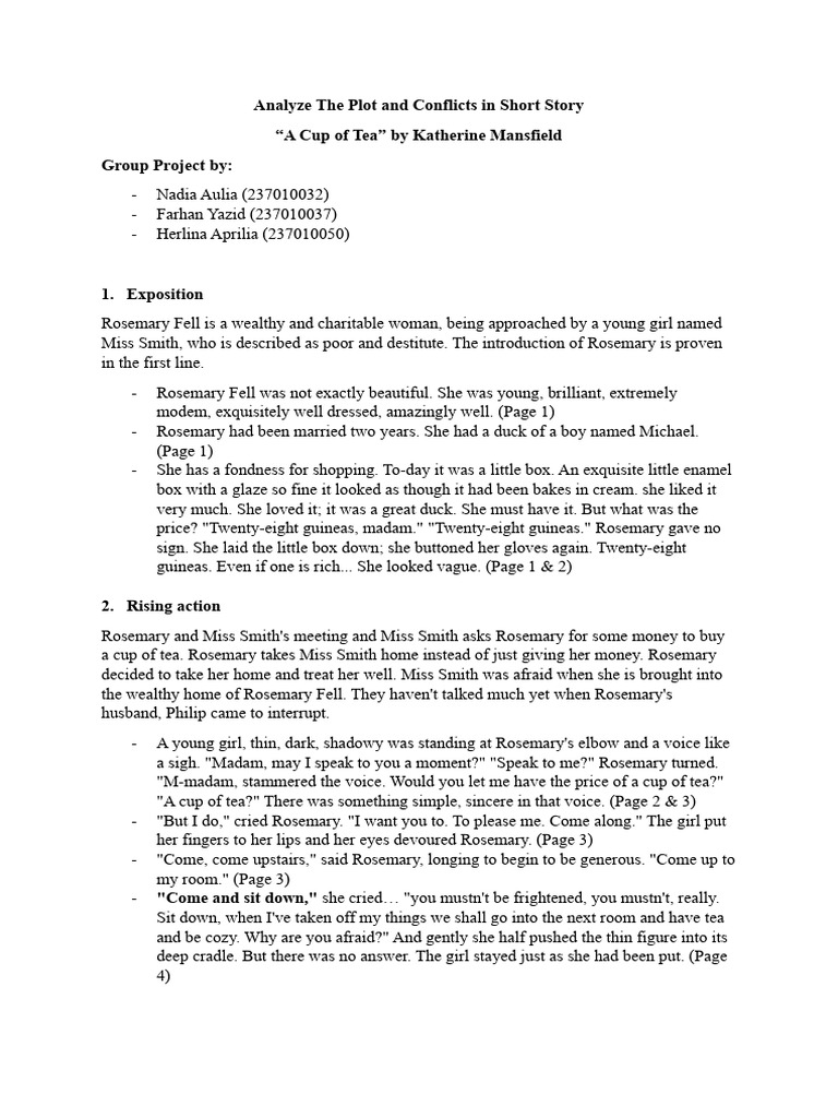 Plot and Conflicts in "A Cup of Tea" | PDF | Mystery, Thriller & Crime ...