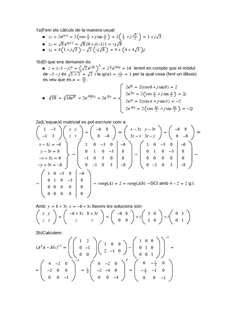 Parcial1 2022 23 Tardor Algebra Resol | PDF