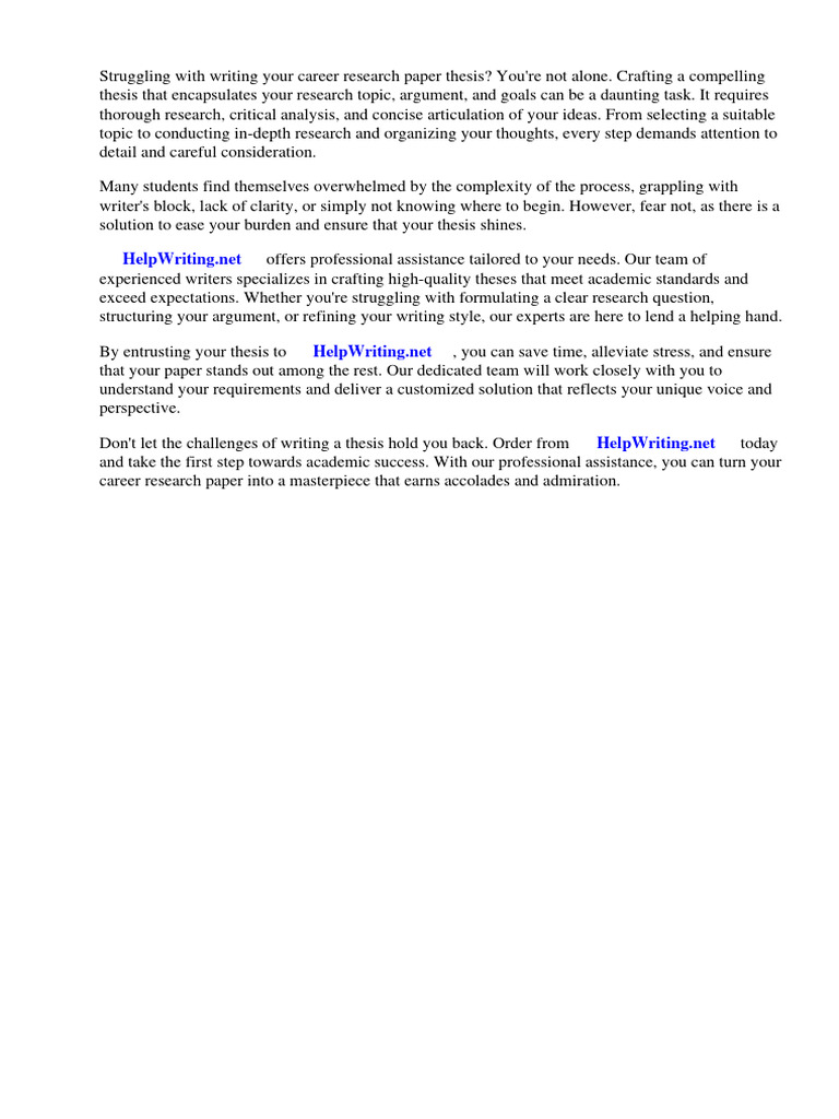 Career Research Paper Thesis | PDF | Academic Publishing | Thesis
