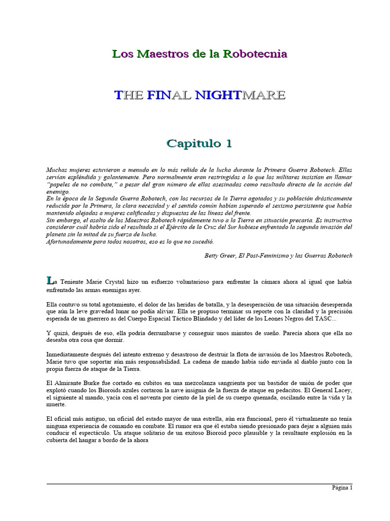 McKinney, Jack - Robotech - Libro 09 - The Final Nightmare | PDF