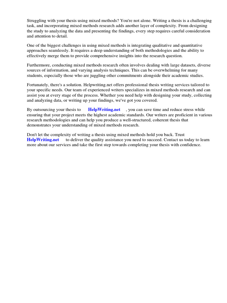 Thesis Using Mixed Methods | PDF | Methodology | Quantitative Research
