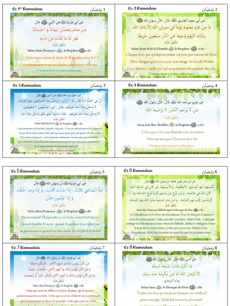 30-Hadiths Calendrier Couleurs | PDF