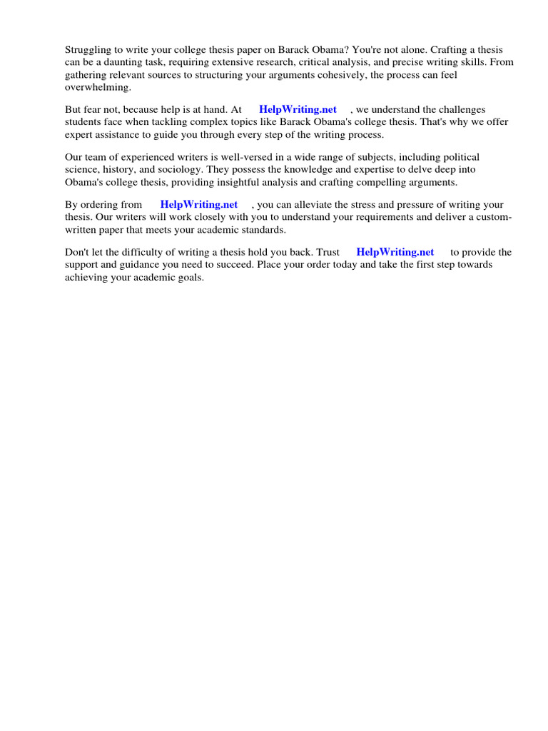 Barack Obama College Thesis Paper | PDF | Michelle Obama | Barack Obama