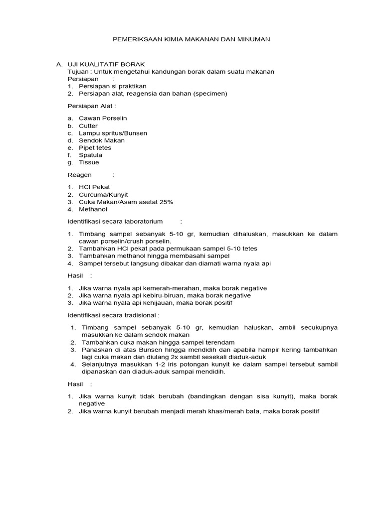 Pemeriksaan Kimia Makanan Dan Minuman Pdf