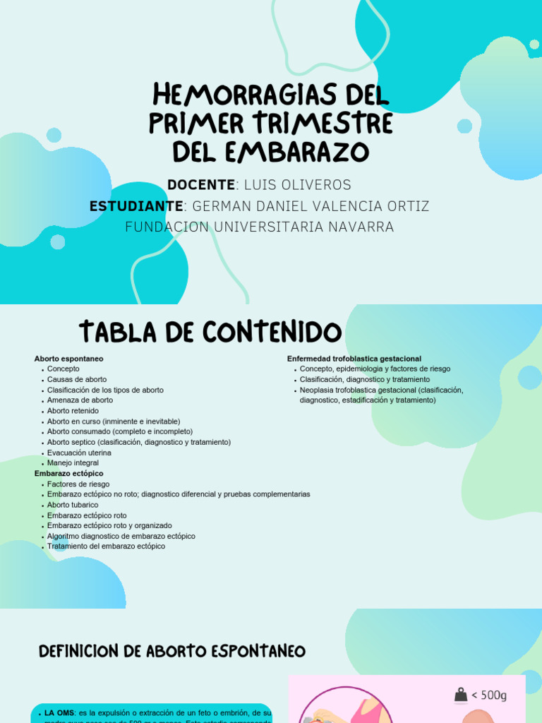 Hemorragias Del Primer Trimestre Del Embarazo | PDF | El embarazo | Aborto espontáneo