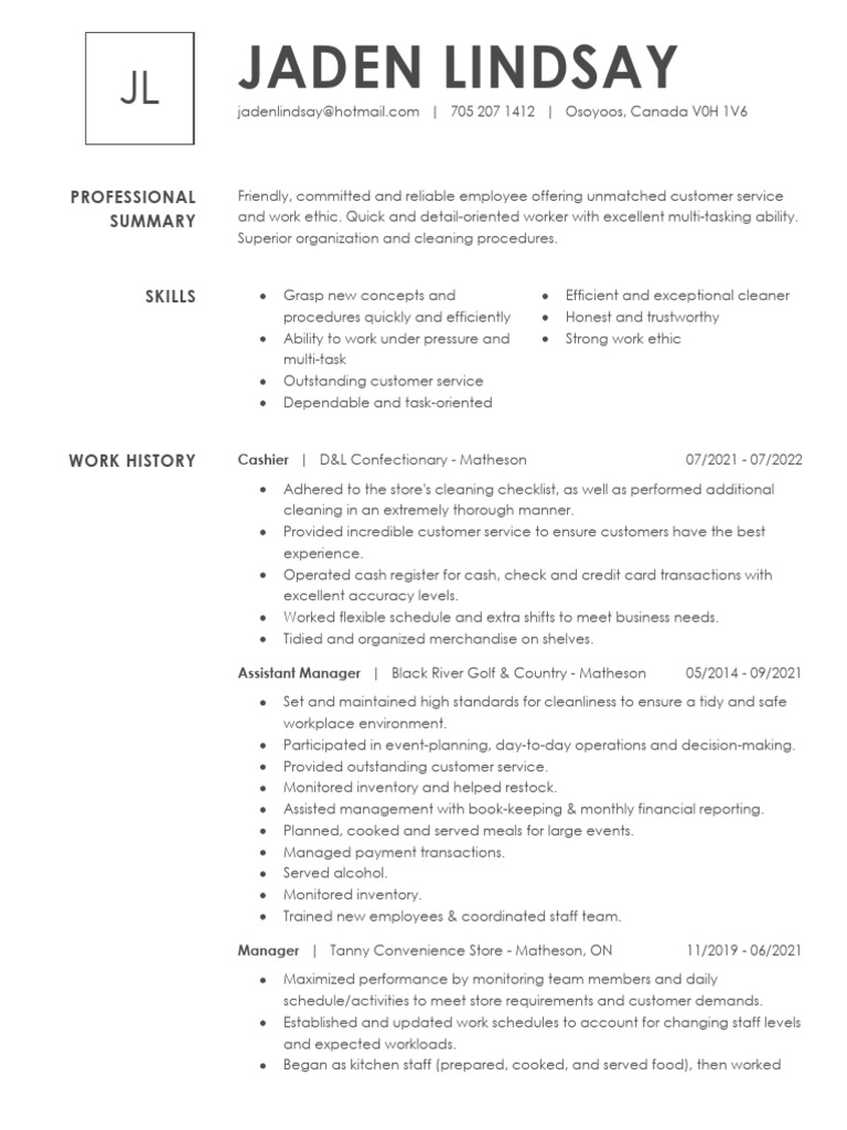 Jaden Lindsay Resume 8 | PDF | Business