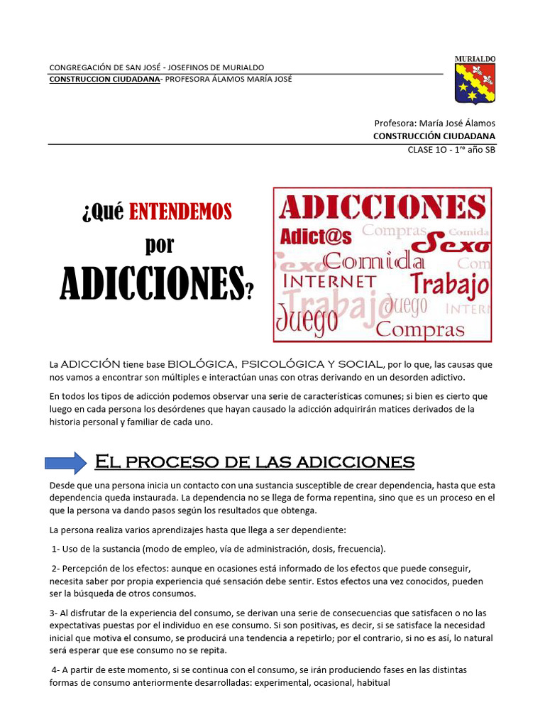 Tema 1o Las Adicciones | PDF | La dependencia de sustancias | Comportamiento
