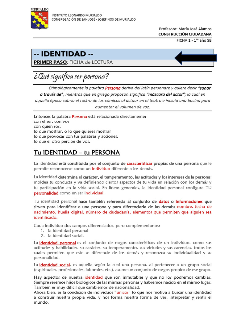 Identidad Personal y Social: Construcción | PDF | Juegos y actividades ...