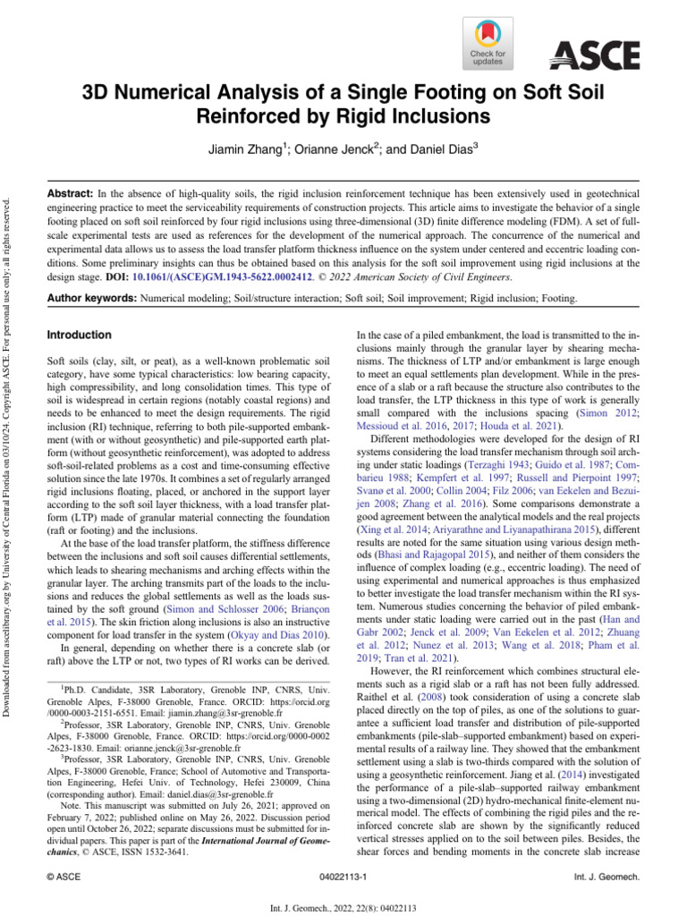 Zhang Et Al 2022 3d Numerical Analysis of A Single Footing On Soft Soil Reinforced by Rigid ...