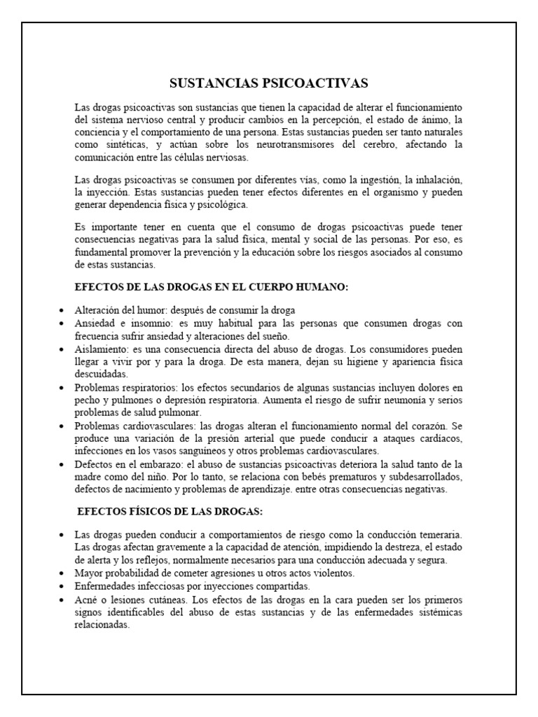 Sustancias psicoactivas | PDF | Cocaína | La dependencia de sustancias
