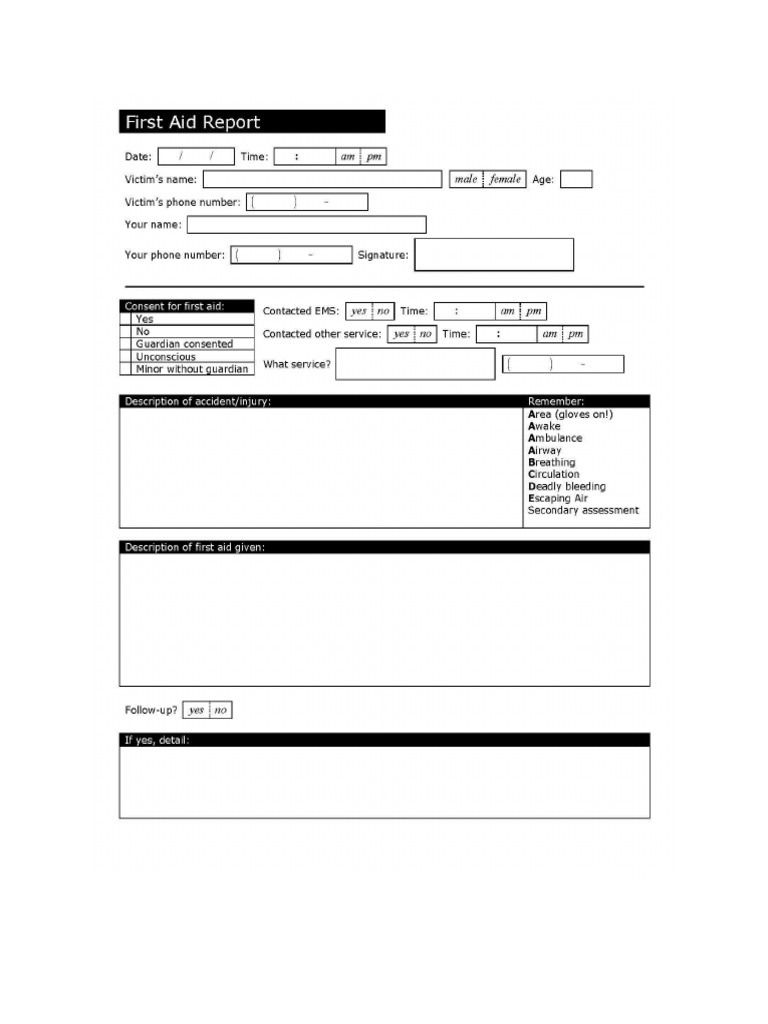 First Aid Report | PDF