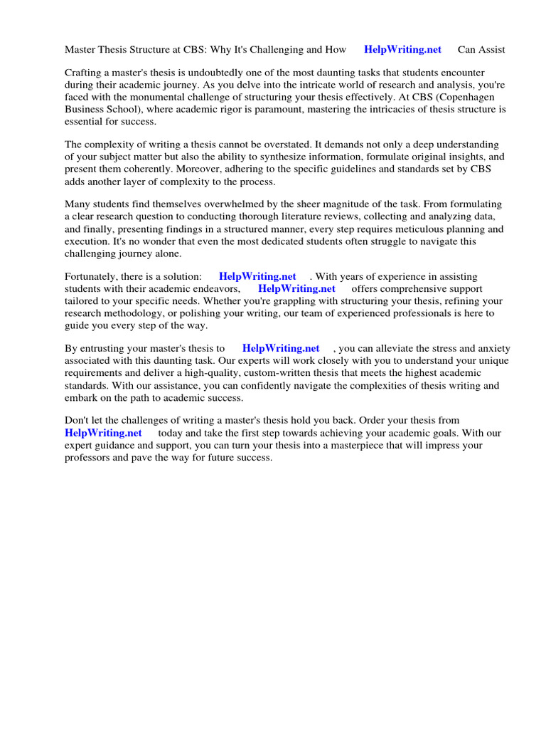 Master Thesis Structure Cbs | PDF | Thesis | Statistics