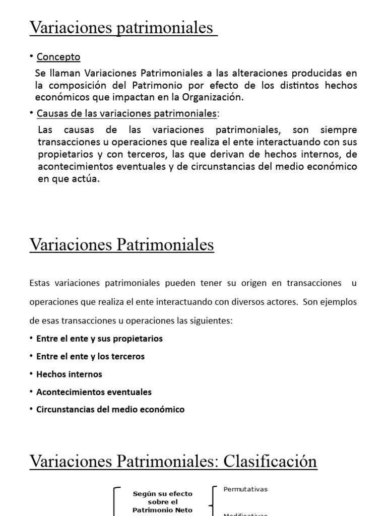 Power Variaciones Patrimoniales - Clase | PDF | Contabilidad | Valor neto
